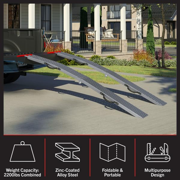 Loading Ramps - Set Of Two 77-Inch Folding Ramps For ATVs, Motorcycles ...