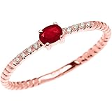 Amazon.com: 10k Rose Gold Dainty Diamond and Marquise Ruby Beaded ...