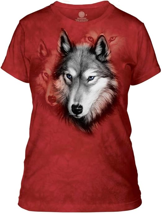 The Mountain Women's Wolf Portrait Apparel T-Shirt, Red, X-Large ...
