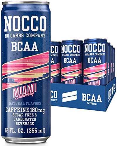 NOCCO BCAA Energy Drink Miami Strawberry - 12 Fl Oz (Pack of 12 ...