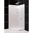 DreamLine 36 in. x 36 in. x 76 3/4 in. H Neo-Angle Shower Base and QWALL-4 Acrylic Corner ...