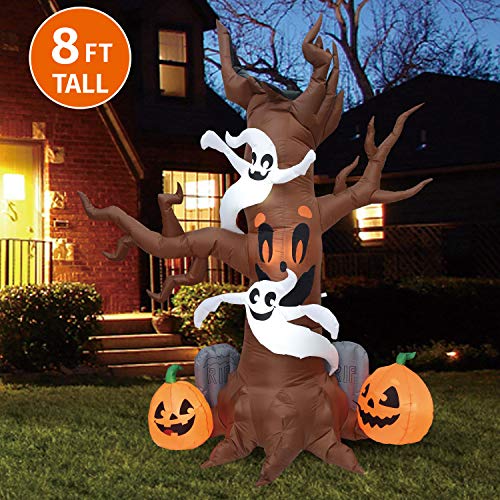 Joiedomi Halloween 8 FT Inflatable Scary Tree with Build-in LEDs Blow ...