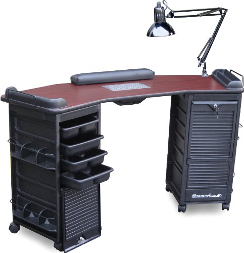 Dina Meri M603 Vented Manicure Nail Table Double Cabinet Cherry Top