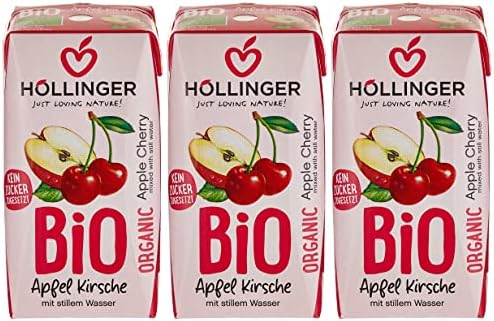 Hollinger Organic Apple Cherry Juice Directly Pressed 200ml Pack of 3 ...