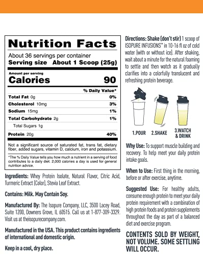 Isopure Protein Powder, Clear Whey Isolate Protein, Post Workout ...