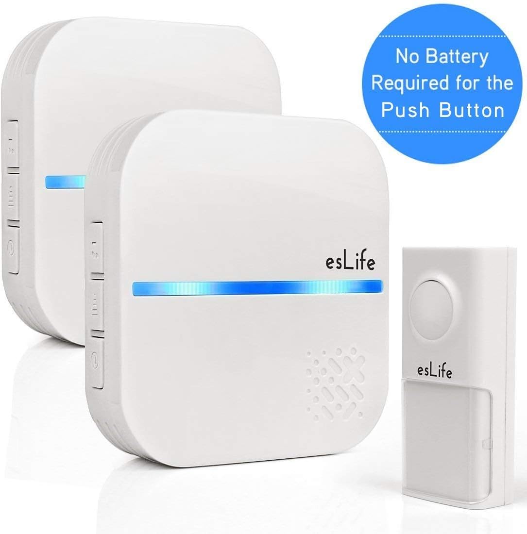 No Battery Required Wireless Doorbell, 1 Push Button(Self-Generating ...