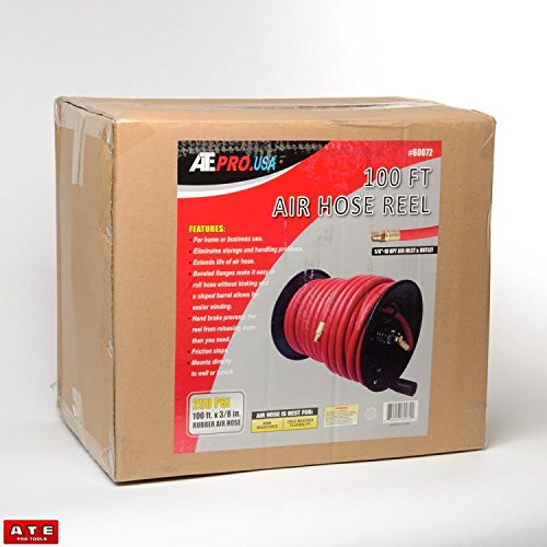 Air Hose Roll Up Reel 100 ft x 3/8" Hand Crank Easy Reel