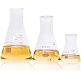 ULAB Scientific Narrow-Mouth Glass Erlenmeyer Flask Set, 3 Sizes 50ml ...