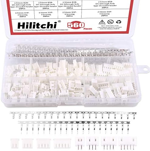 Hilitchi 560Pcs 2.54mm 2/3/4/5 Pin Housing and Male/Female Pin Head Connector Adapter Plug Set ...