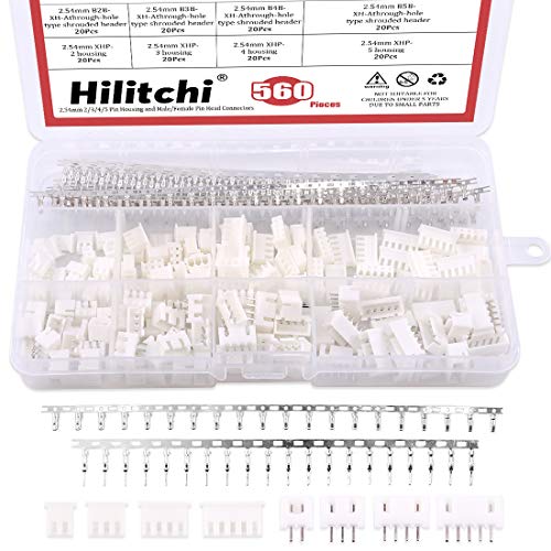 Hilitchi 560Pcs 2.54mm 2/3/4/5 Pin Housing and Male/Female Pin Head Connector Adapter Plug Set ...