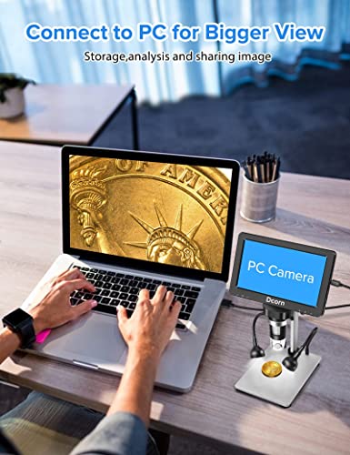 7'' Digital Microscope 1200X,Dcorn 12MP 1080P Photo/Video Microscope ...