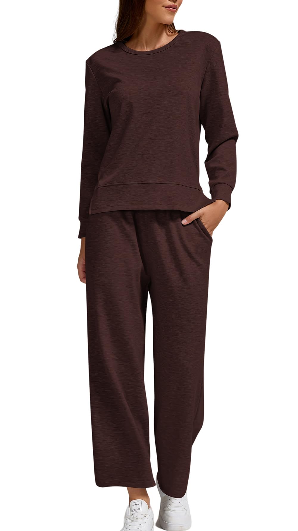 YETOWA Women’s Air Layer Fabric 2 Piece Set Stylish Long Sleeve Top ...