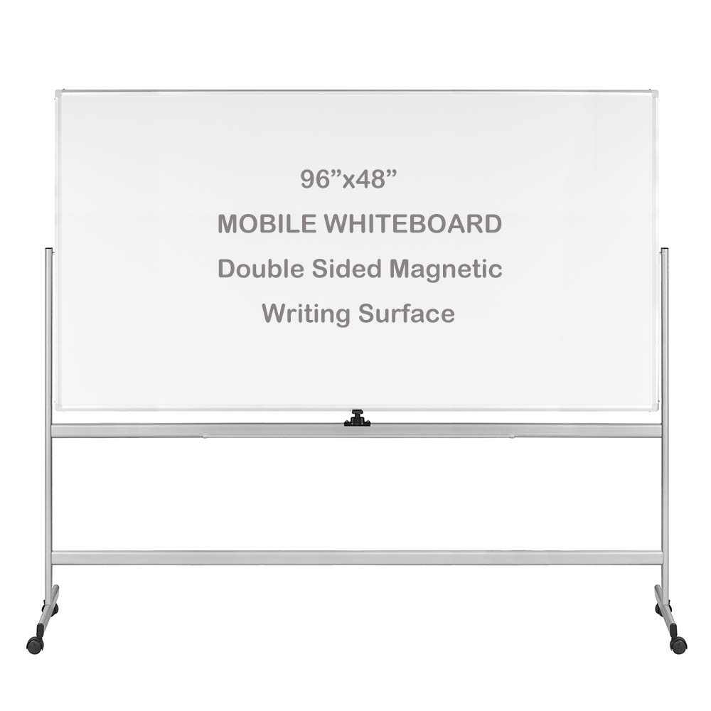 INNOVART Mobile Whiteboard 96” x 48”, 360° Reversible Double Sided ...