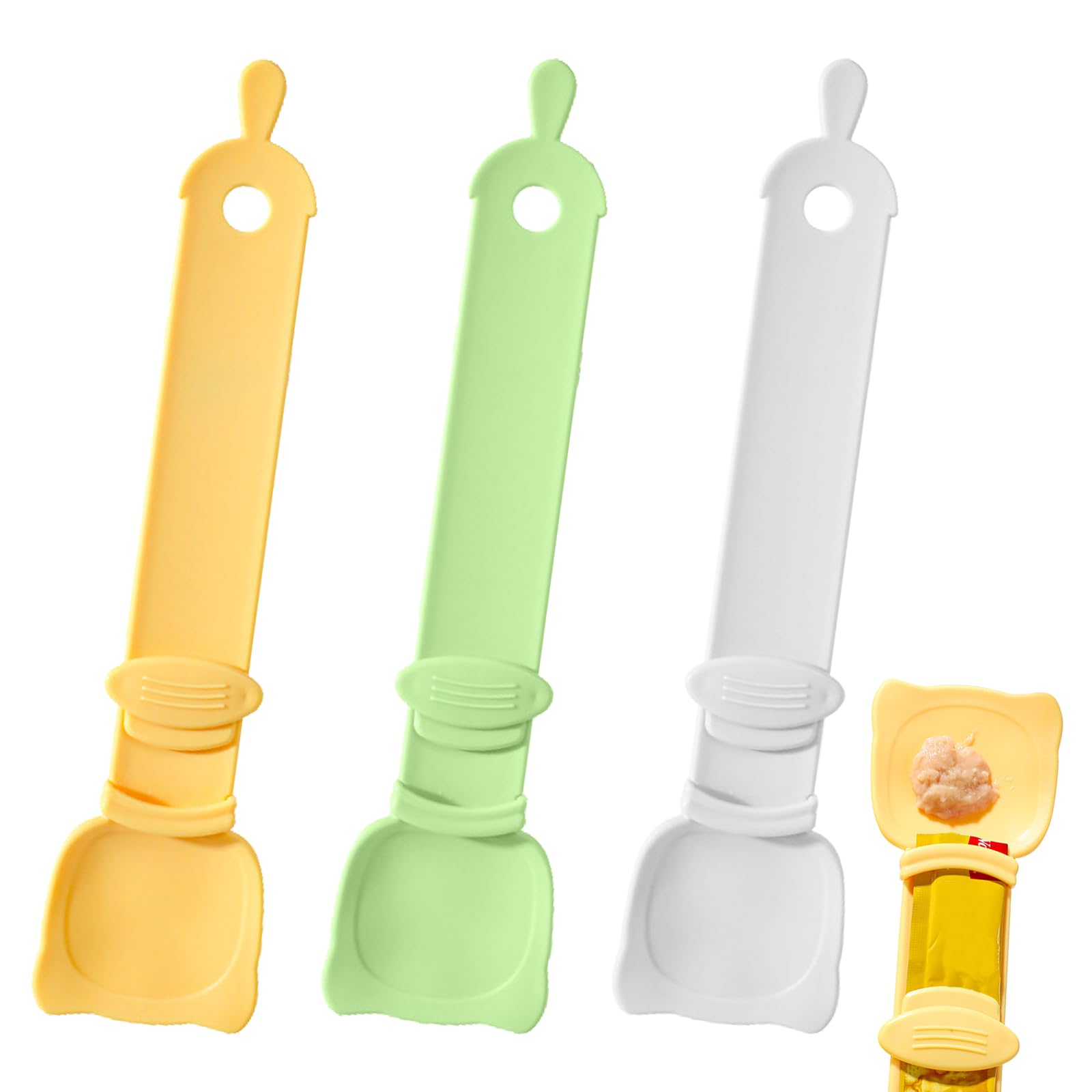 Arvintas 3PCS Cat Strip Feeder Spoon, Sliding Pet Treat Spoon Squeeze ...
