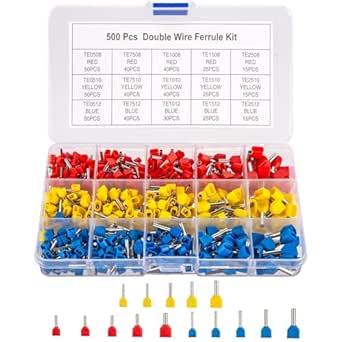 Double Wire Ferrules Kit, 500pcs Wire Ferrule Terminals, Insulated ...