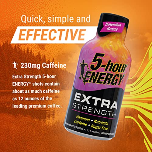 5-hour ENERGY Extra Strength Energy Shot | Hawaiian Breeze Flavor | 1.93 oz. | 24 Count | Sugar ...