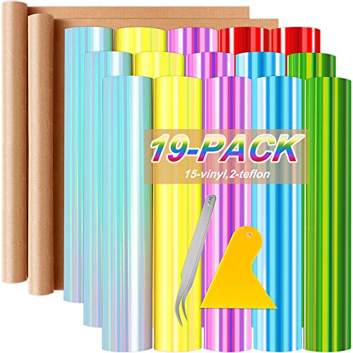 Holographic Heat Transfer Vinyl, HIRALIY 15 Sheets 12" x 10" Sparkly ...