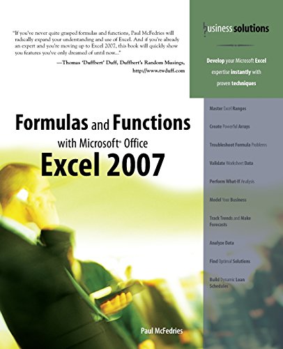 Formulas And Functions With Microsoft Office Excel 2007 1st Edition 