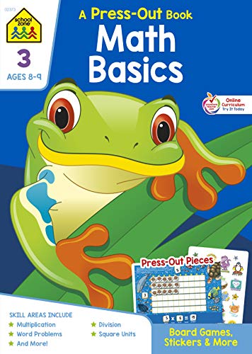 School Zone - Math Basics Press-Out Workbook - 64 Pages, Ages 8 to 9 ...