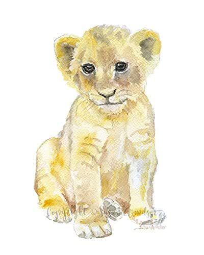 Amazon.com: Lion Cub Watercolor Print: Handmade