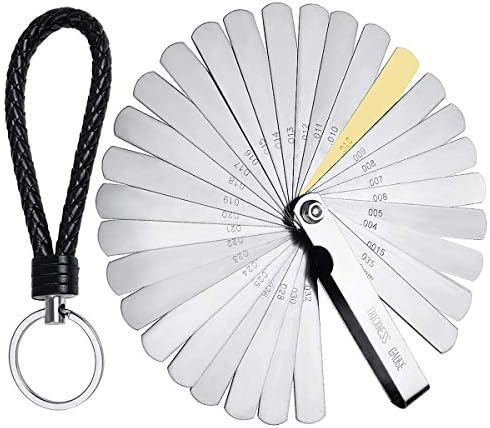 Feeler Gauge, DELFINO 32 Blades High Precision Thickness Gauge Stainless Steel Dual Marked ...