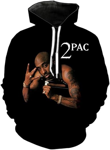 Men's 2PAC Shakur Hoodie Hip Hop Long Sleeve Pullover Sweatshirt T ...