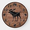 Amazon.com: Rustic Wooden Moose Circle Wall Clocks Large Decorative ...