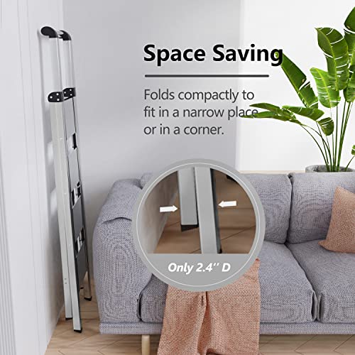 4 Steps Lightweight Aluminum Ladder Folding Step Stool Stepladders with ...