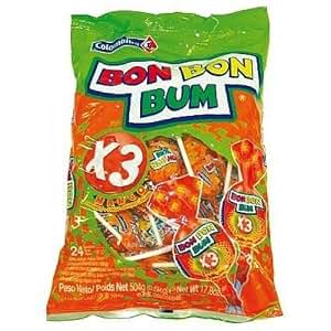 Amazon.com : Colombina Bon Bon Bum Bubble Gum Filled Lollipops Mango ...