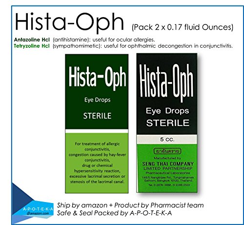 Eye Itch Relief Antihistamine Eye Drops (Hista Oph Sterile Eye Drops 2 X 0.17 Fl.oz.) Instil ...