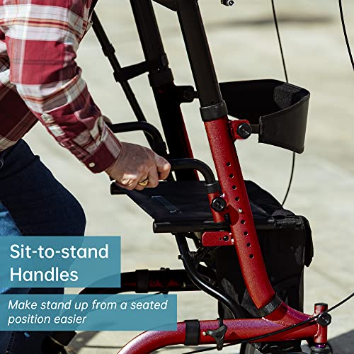 ELENKER Upright Rollator Walker, Stand Up Folding Rollator Walker Back Erect Rolling Mobility ...