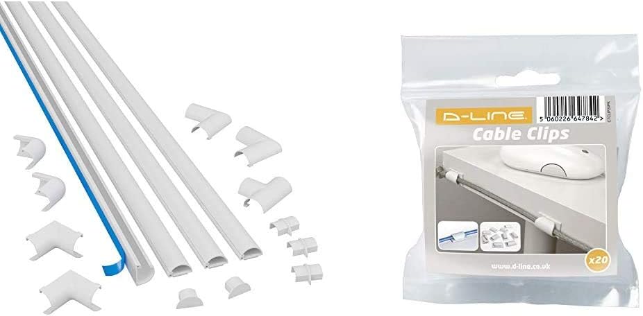 D-Line 2010KIT001 4-Meter Micro Trunking Multipack, White & Cable Clips ...