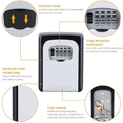 Key Lock Box, Combination Security Lock box Code for House Key Storage ...
