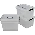 Amazon.com - Nicesh 10 L Plastic Plastic Storage Box, Clear Latch Box with Handle, Set of 4