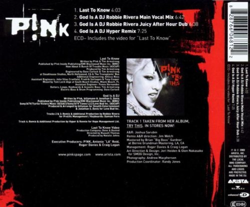 P!nk Album: «Last to Know»