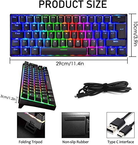 ZIYOU LANG MK21 Portable 60% Mechanical Gaming Keyboard Untra-Compact ...