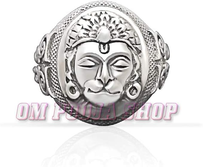 Om Pooja Shop Hanuman Ring in Pure Silver|Amazon.com