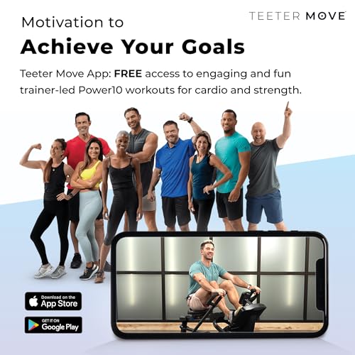 Teeter Power10 Rower with 2-Way Magnetic Resistance Elliptical Motion ...