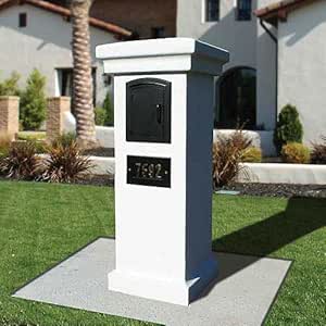 Manchester Stucco Locking Column Mailbox, Slate Gray w/Plain Door - - Amazon.com
