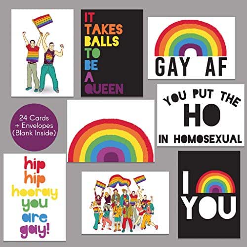 Amazon.com: Gay Pride Rainbow Greeting Cards - 24 LGBTQ Blank Pride ...