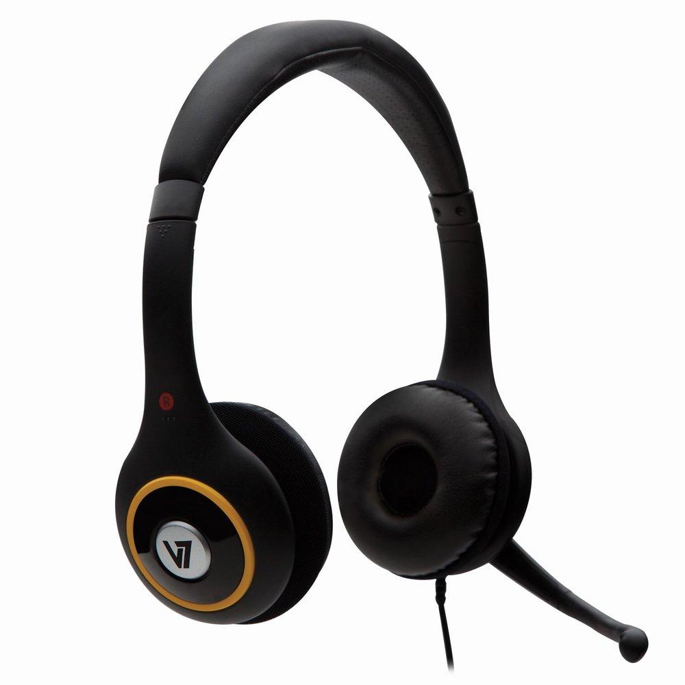 Amazon.com: V7 Deluxe USB Stereo Headset & Noise-Canceling Microphone ...