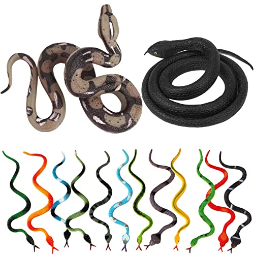jxzdle 14 Pieces Realistic Rubber Snakes Plastic Snake Prop Fake Snake ...
