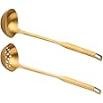 Amazon.com: 2 Pieces Gold Metal Soup Ladle Colander Set, Long Handle ...