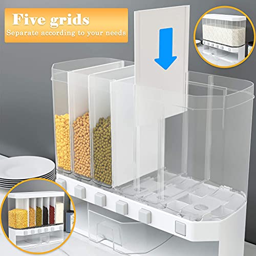 Wall-mounted Rice Storage,Dry Food Cereal Dispenser-6-Grid Containers ...