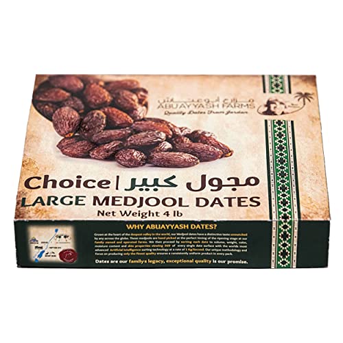 AbuAyyash Farms | Large Choice Medjool Dates | 4 Pound Box (1) in ...