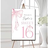 Amazon.com: Personalized Sweet 16 Welcome Sign, Custom Pink Bow and ...