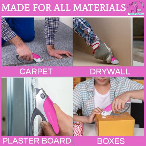 Pink Box Cutter Retractable Utility Knife - Heavy Duty Box Cutter Knife ...