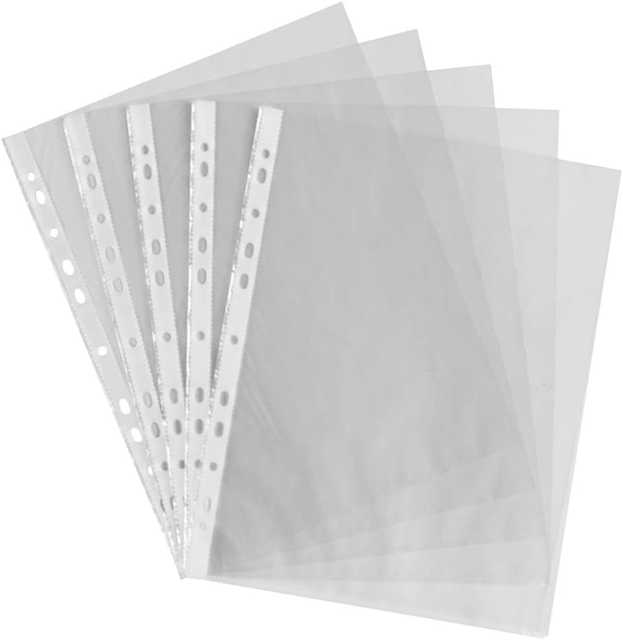 2 x A4 Clear Punched Pockets Pack of 100 for Ring Binders and Lever ...