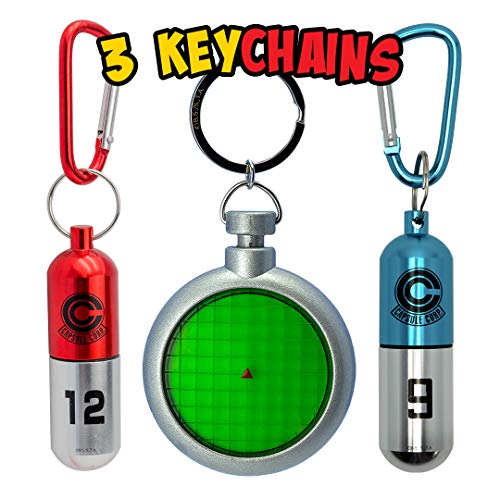 ABYSTYLE Dragon Ball Z Capsule Corp 3D Keychains Gift Set, Red, Blue ...