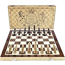 Amazon.com: AMEROUS Chess Set, 15"x15" Folding Magnetic Wooden Standard ...